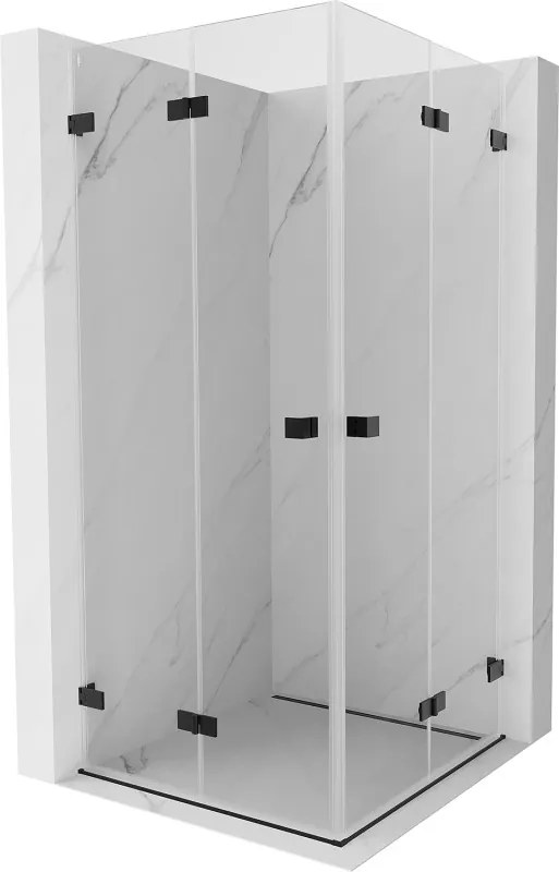 Mexen Lunar-F Duo, skládací sprchový kout 80 x 80 cm, 8mm čiré sklo, černý profil, 836-080L-080P-70-00