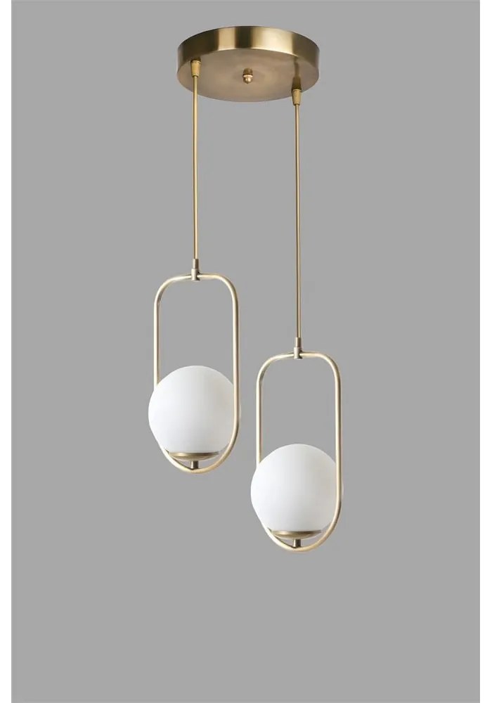 Závěsné svítidlo v bílo-zlaté barvě se skleněným stínidlem ø 25 cm Ahu – Opviq lights