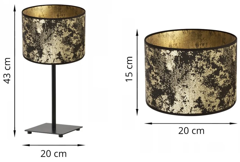 Stolní lampa WERONA 2, 1x černé/zlaté textilní stínítko, (výběr ze 4 barev konstrukce), G