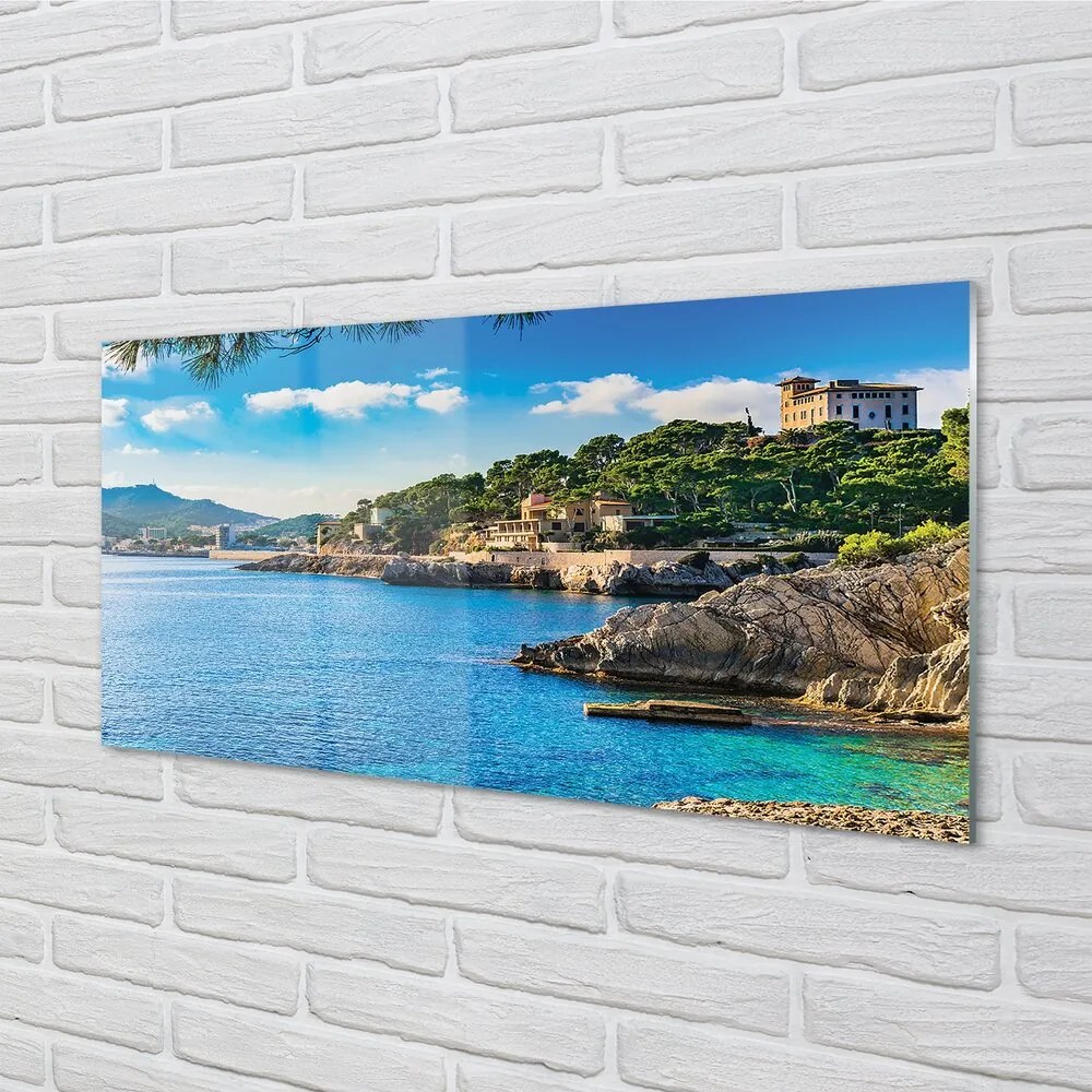 Obraz na skle Španělsko Mořské pobřeží horách 125x50 cm