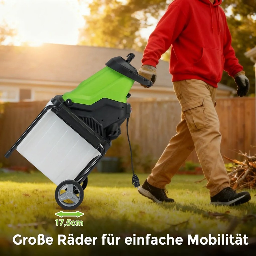 Costway 2800 W elektrický drtič s 50 L sběrná nádoba štěpkovač