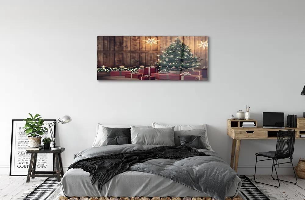 akrylový obraz Dárky Vánoční strom dekorace desky 120x60 cm