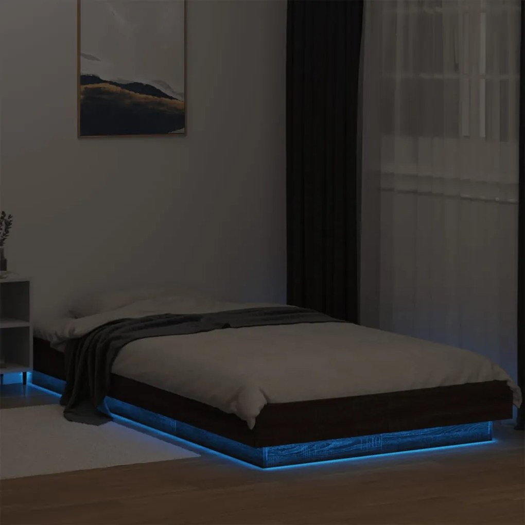 Rám postele s LED osvětlením hnědý dub 75 x 190 cm kompozit 3281160