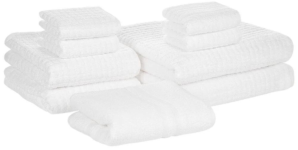 Sada 9 bílých bavlněných ručníků ATAI Beliani