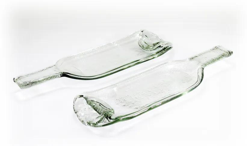 BDK-GLASS Servírovací tác z lehané skleněné láhve - čirý