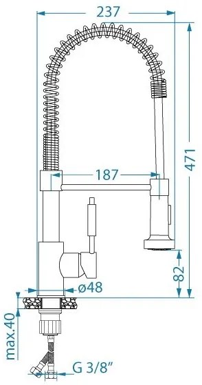 ALVEUS 1150886 - Dřezová baterie s flexibilním ramínkem se sprškou URBAN 47,1 cm