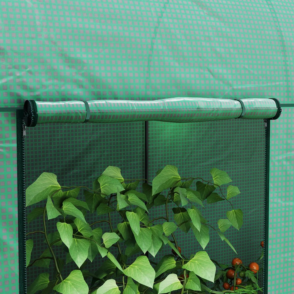 Skleník Outsunny 2 m² pro rajčata 2 x 1,78 m 2 rolovací zipové dveře ocel s vysokou hustotou PE 140 g/m² UV ochrana