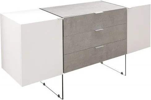 Deflee komoda ONYX 160-B KMD38139MDF lakované, dekorová dýha, bezpečnostní sklo (tvrzené sklo)  160 cm x 75 cm x 45 cm