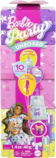 Mattel Barbie JFG72 Party Unboxed Reveal sada 10 překvapení s panenkou