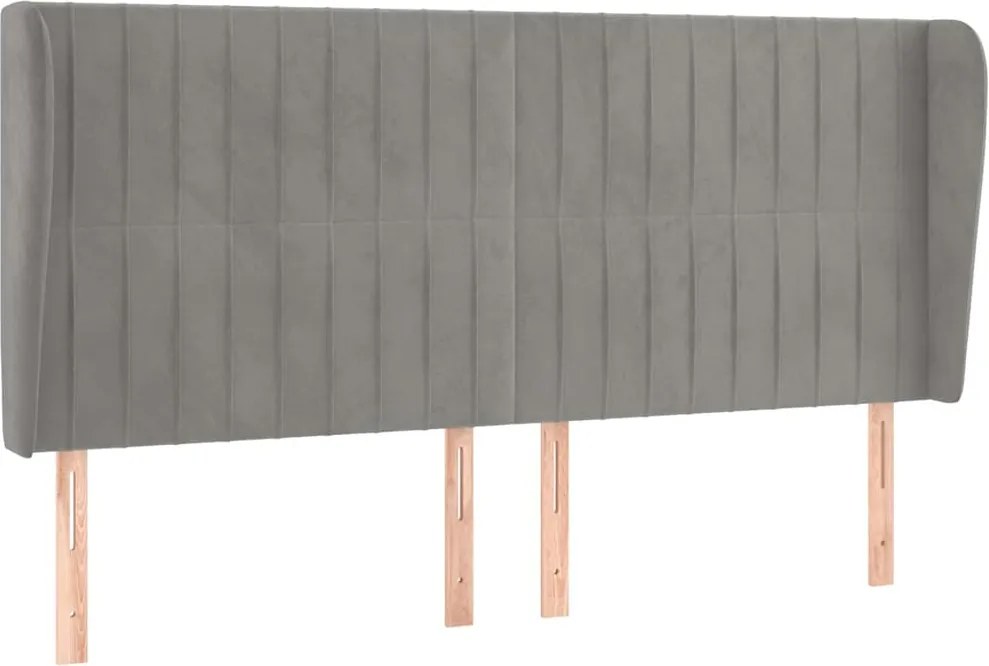 Čelo postele typu ušák světle šedé 183x23x118/128 cm samet 3118254