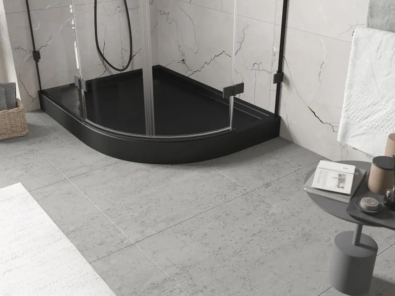 Mexen Flow+ asymetrická půlkruhová sprchová vanička levá 100 x 90 cm, černý mat - 46Q709010LH