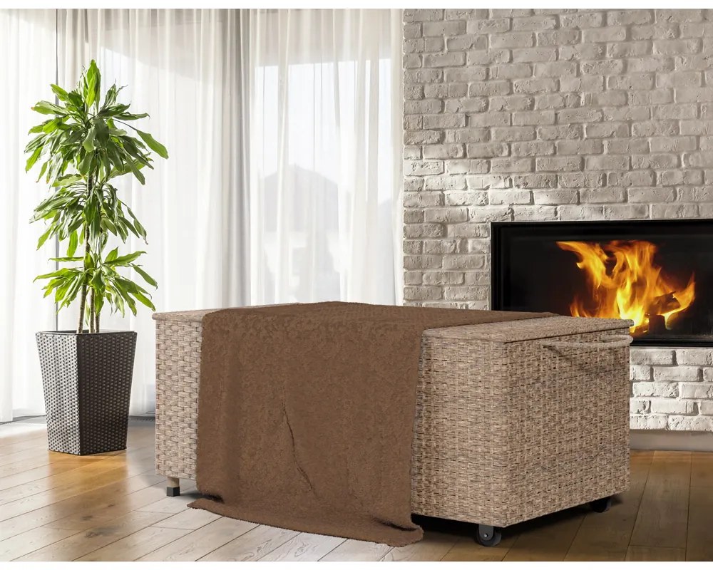 Zahradní úložný box, polyratan, kolečka, 117 x 53 x 60 cm, krémový 106707