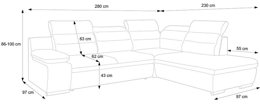 Sedací souprava GRECO | FUNKČNÍ LÁTKA | pravá | rozkládací + úložný prostor | okrová 51 | AKCE