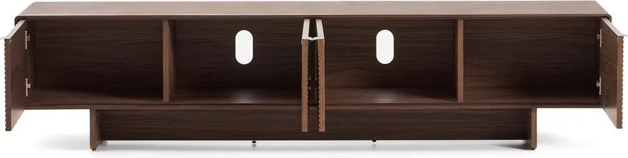 Tmavě hnědý TV stolek v dekoru ořechu 200x46x40 cm Norlen – Kave Home