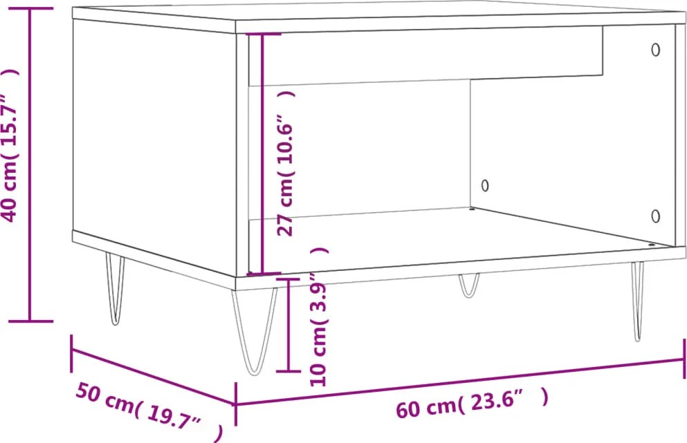 vidaXL Konferenční stolek 60 x 50 x 40 cm kompozitní dřevo [829254] Barva: šedá sonoma