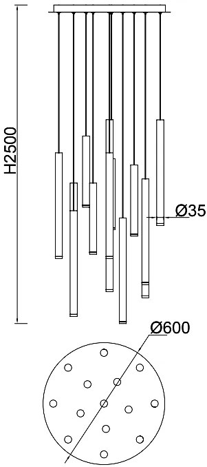 Mantra Cala, závěsné svítidlo 14x 6W LED 3000K bílá/černá/zlatá/corten, průměr 60cm