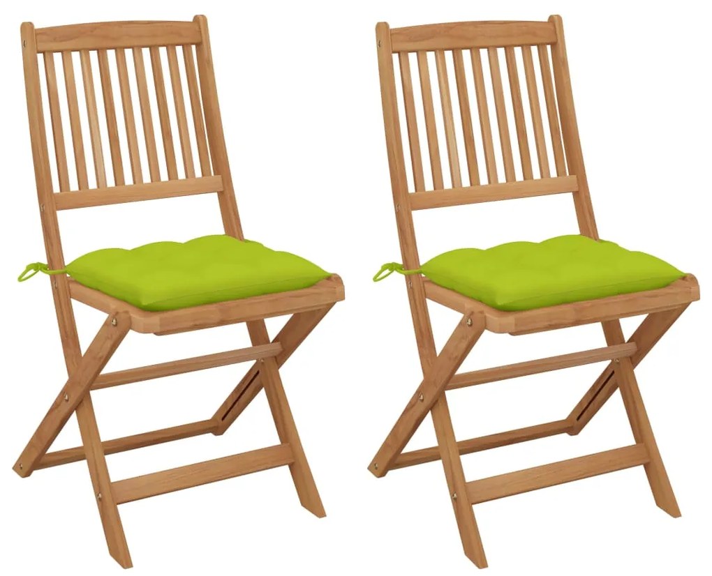 3064670 vidaXL Skládací zahradní židle s poduškami 2 ks masivní akáciové dřevo