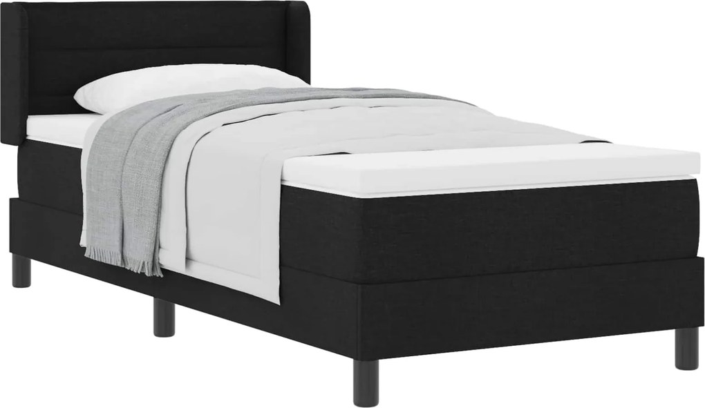 Postel s boxspringem s čelo Černý 200 x 90 cm textil 3341022