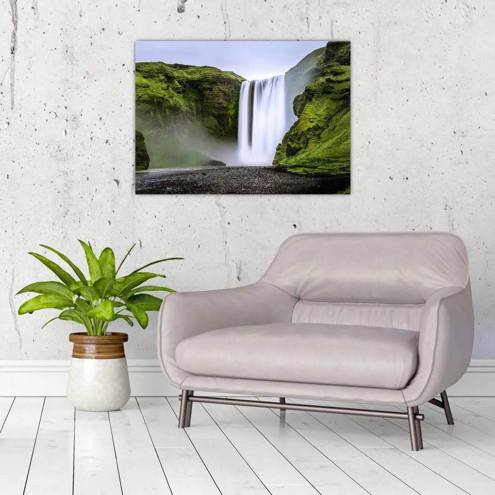 Skleněný obraz vodopádů (70x50 cm)