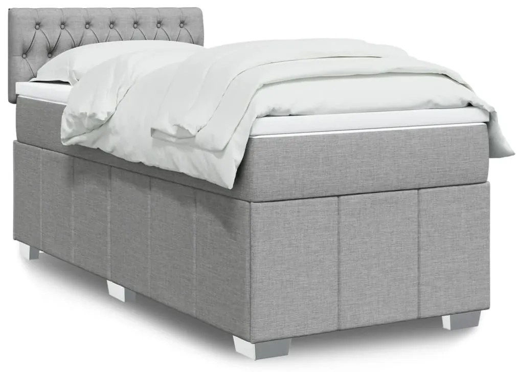 Box spring postel s matrací světle šedá 90x200 cm textil 3286958