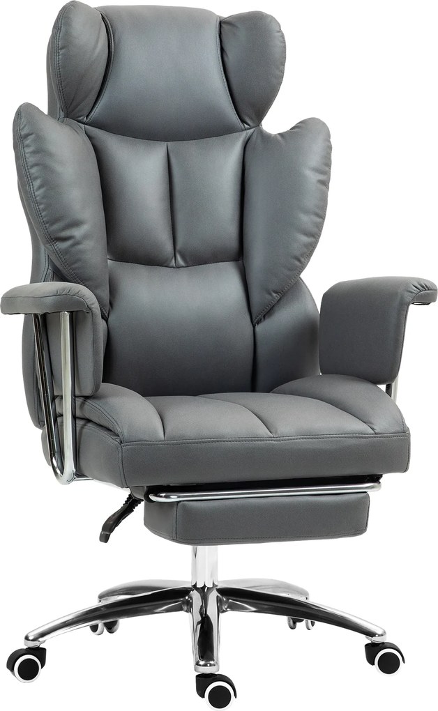 Kancelářská židle HOMCOM s funkcí polohování, ergonomická kancelářská židle, výškově nastavitelná otočná židle s podnožkou, čalouněná, max. nosnost 1…