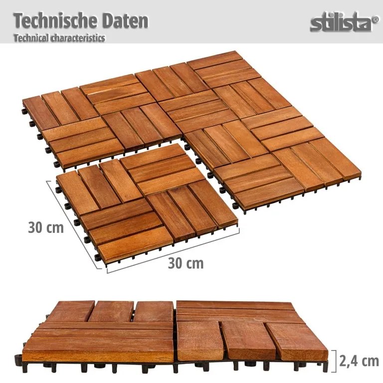 Stilista 77228 STILISTA dřevěné dlaždice, klasik, akát, 1 m²