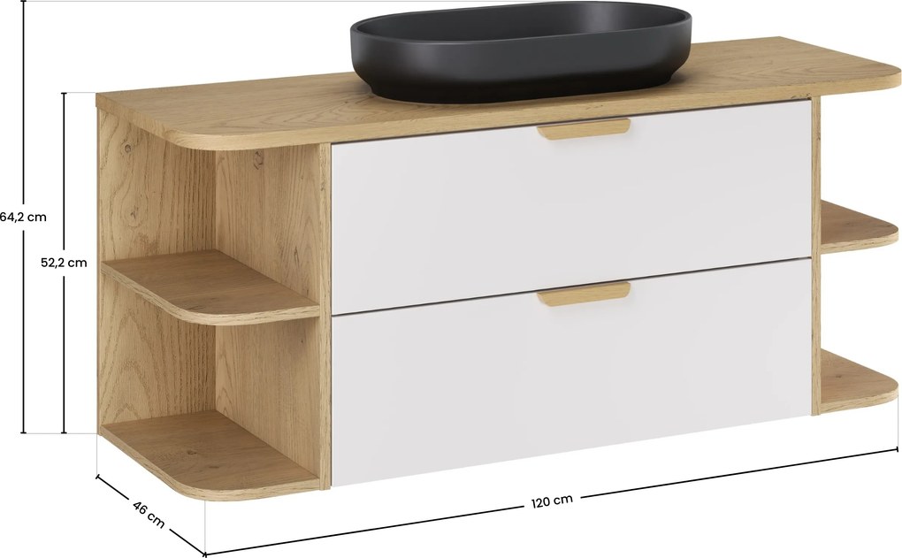 Comad Koupelnová skříňka s deskovým umyvadlem set Aster White 120 bílá/dub cremona