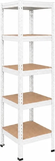 Regál 183x40x40 cm lakovaný 5-policový, nosnost 1000 kg, RIVET - bílý - 2ks