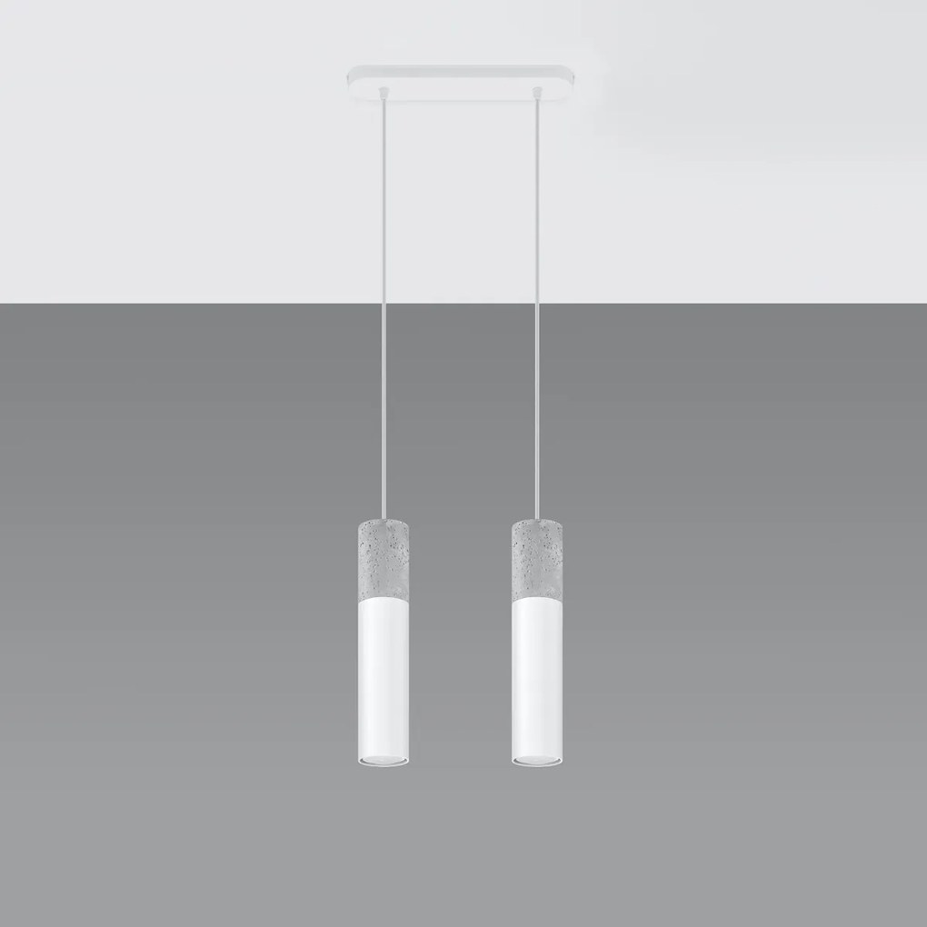 Závěsné svítidlo Borgio, 2x betonové/bílé kovové stínítko