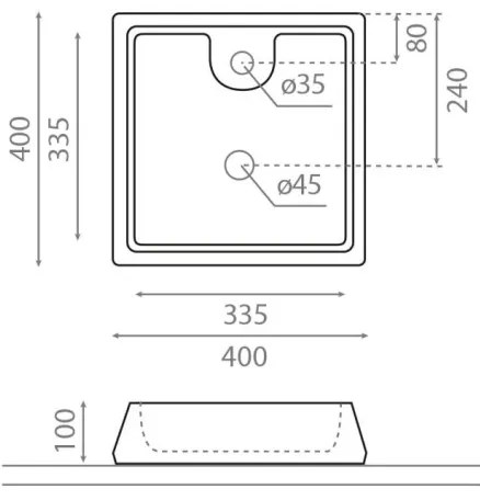 Bathco 4003 - Umyvadlo na desku GALICIA 40x40 cm porcelán/bílá