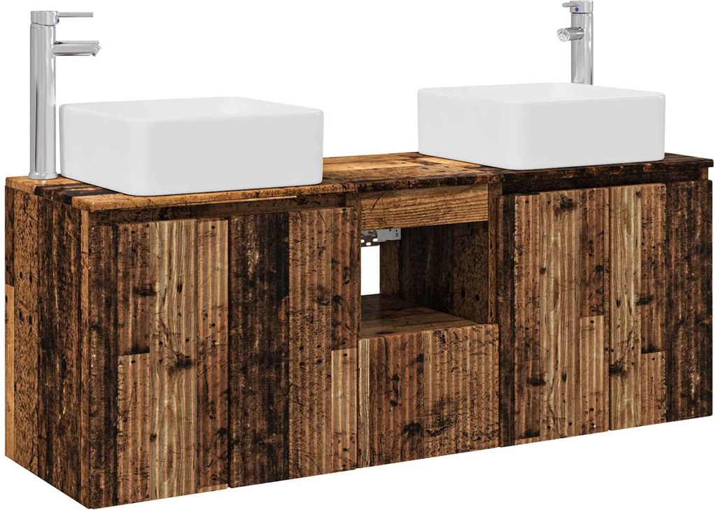 Sada koupelnových skříněk 3 ks Staré dřevo 53 x 35 x 63 cm 3405665