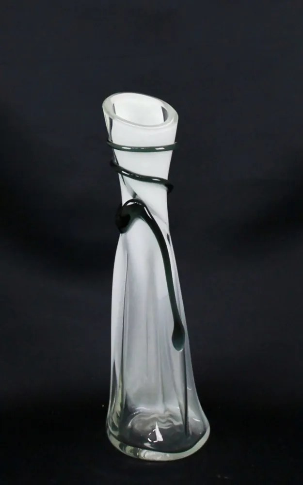 Váza designová Ornament bílá s černou 40 cm