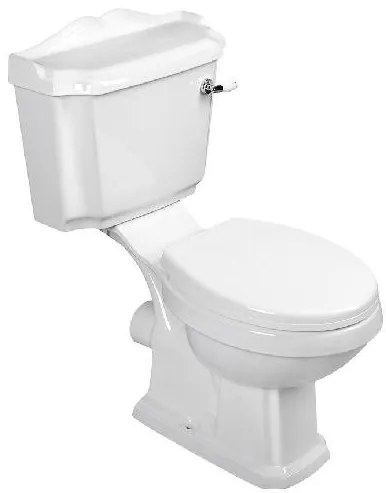 Aqualine Antik - WC kombi, zadní odpad, s mechanickou páčkou, bílá AK107