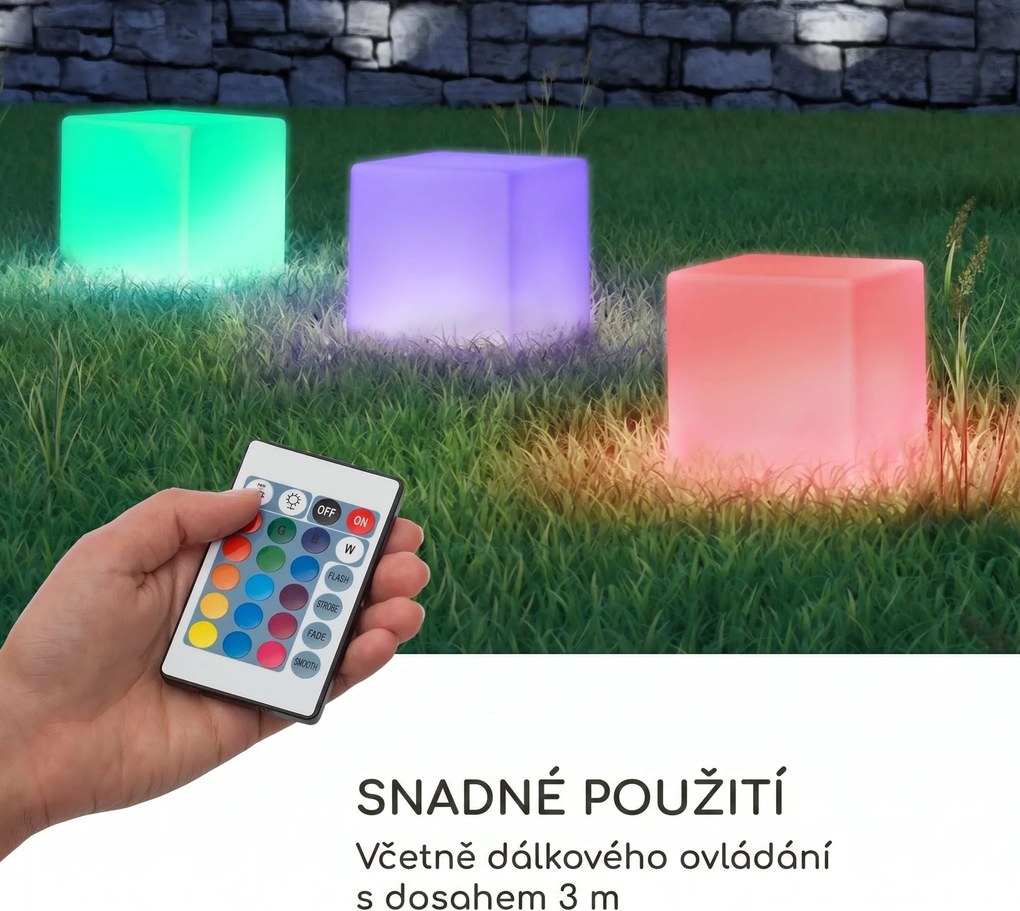 Blumfeldt Shinecube XL svíticí kostka 40x40x40 cm 16 barev LED 4 světelné režimy bílá