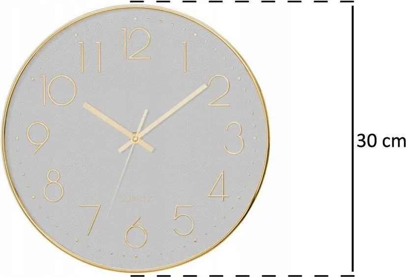 Nástěnné hodiny do dětského pokoje s tichým mechanismem, šedé, 30 cm O