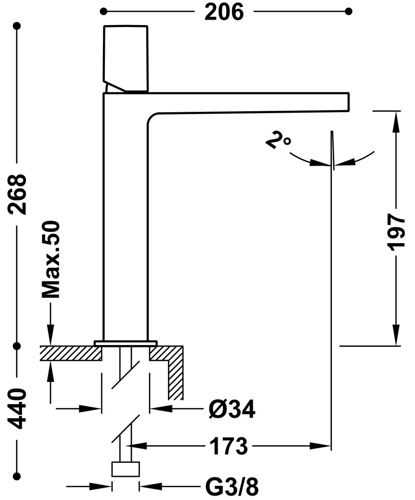PROJECT TRES umyvadlová baterie s ovládací kostkou zvýšená, bílá matná 21120302BM