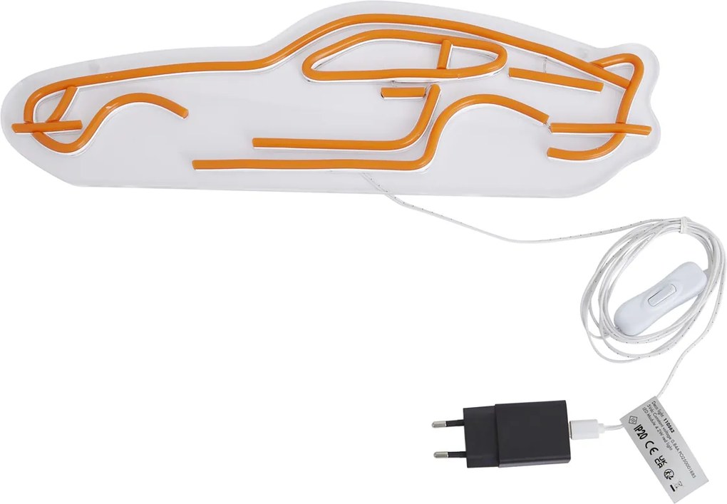 Neonová nástěnná lampa oranžová vč. LED - Auto