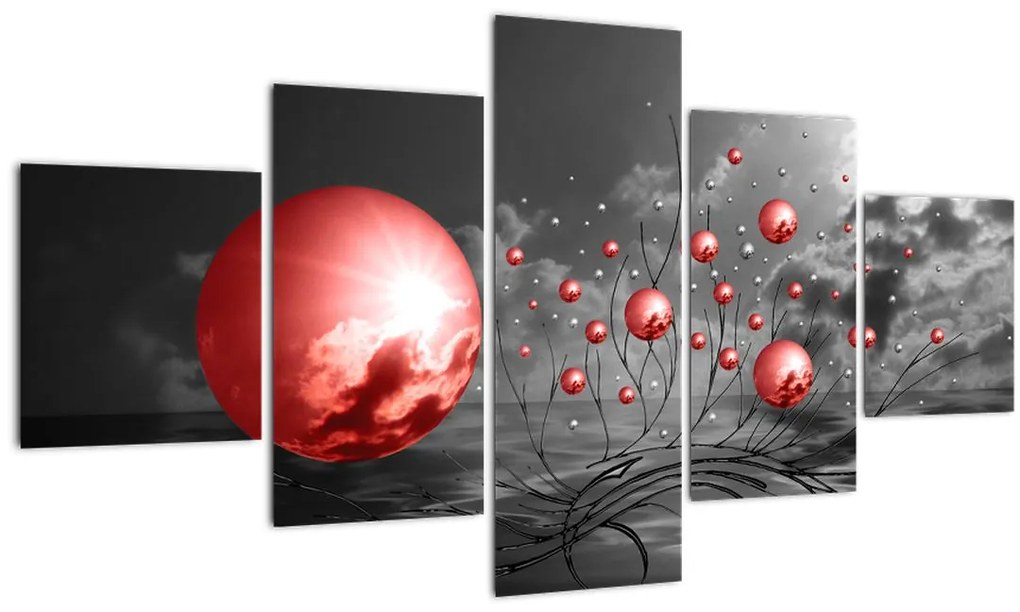 Obraz červených koulí (125x70 cm)