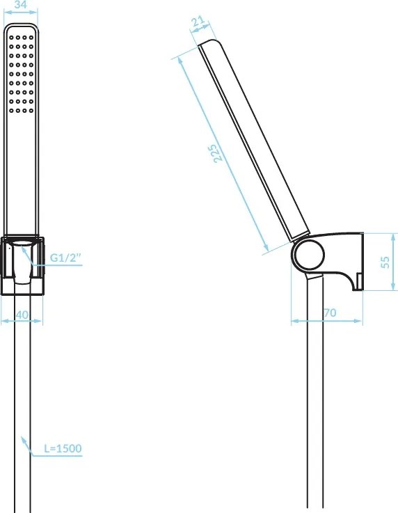 Kuchinox ARES, ruční bodová sprchová souprava, černá matná, LAV-NKS_70AD