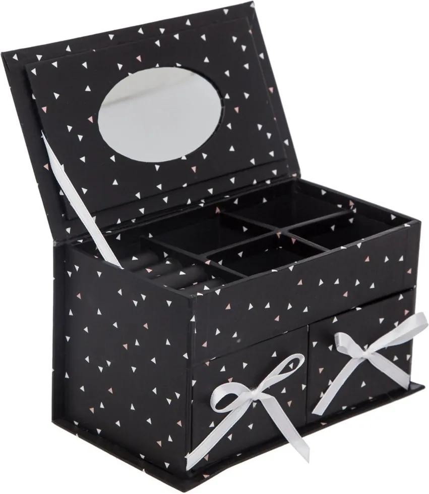 Skříňka, kazeta se zrcadlem, zrcadlo, box, krabice 18 x 10 x 10 cm, barva černá