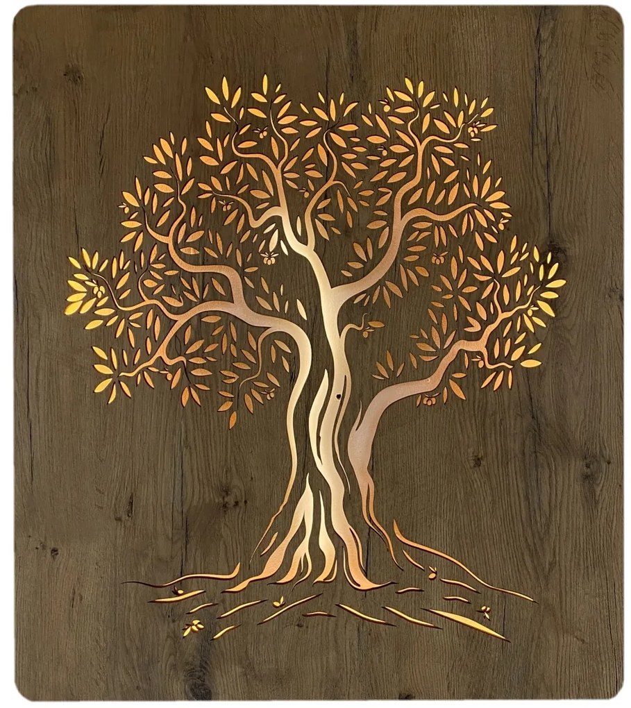 Li-Go "Olivovník" světelný obraz  230V 70x80cm provedení povrchu: dub světlý
