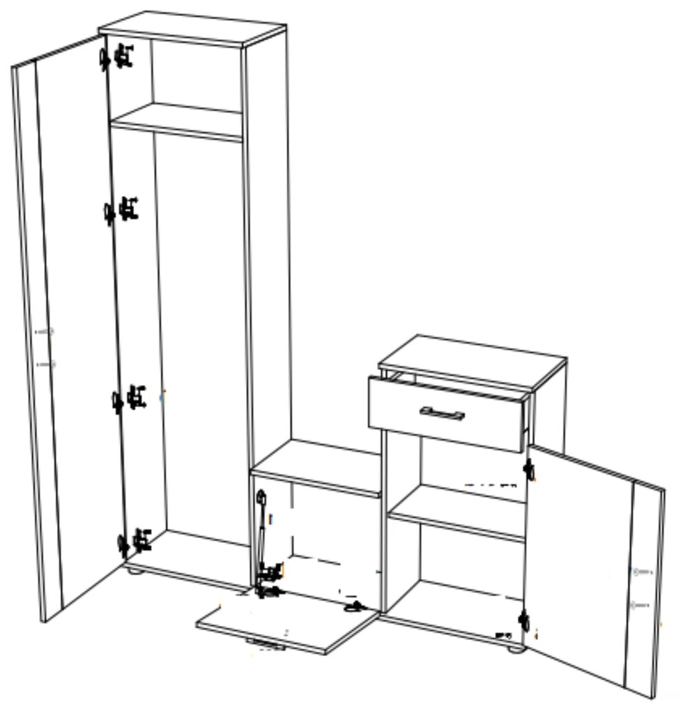 Sconto Předsíňová stěna TRIO dub/bílá