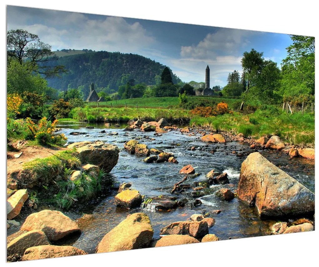 Obraz horské krajiny s řekou (120x80 cm)
