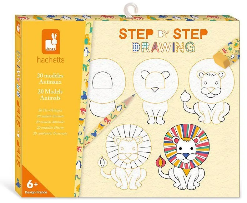 Janod Kreativní sada Kreslení krok za krokem Zvířata Step by step