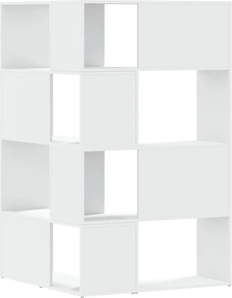 Rohová 4patrová knihovna bílá 85 x 85 x 140 cm kompozitní dřevo 3307810