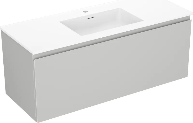 Mexen Orio, koupelnová skříňka 120 cm s umyvadlem Otis, 1 zásuvka, šedá matná/bílá matná, 91A10-12047-1-BF62-W18M01