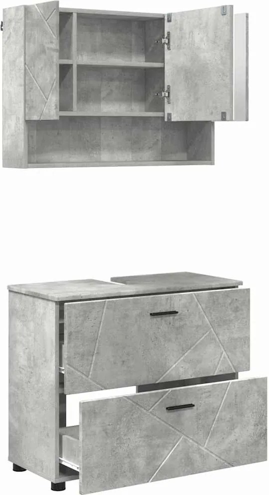 Sada koupelnového nábytku 2 ks Betonově šedá 76,5 x 35 x 64 cm 3393016
