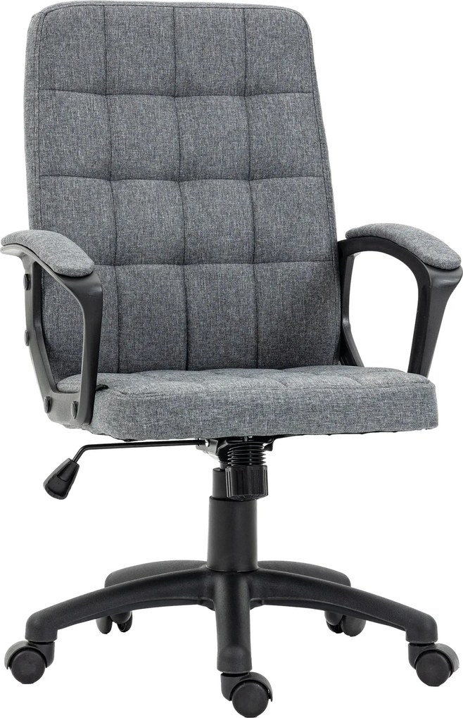 Vinsetto otočná kancelářská židle s nastavitelnou výškou a opěrkami moderním stylem, nosnost 120 kg, pro studium 59x63x96-105,5 cm Tmavě šedá | Aosom