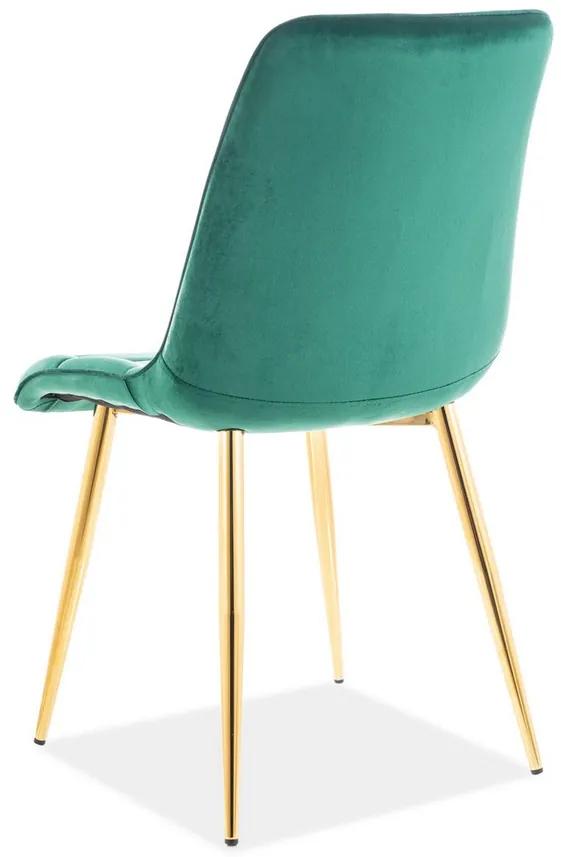 Casarredo Jídelní čalouněná židle SIK VELVET zelená/zlatá