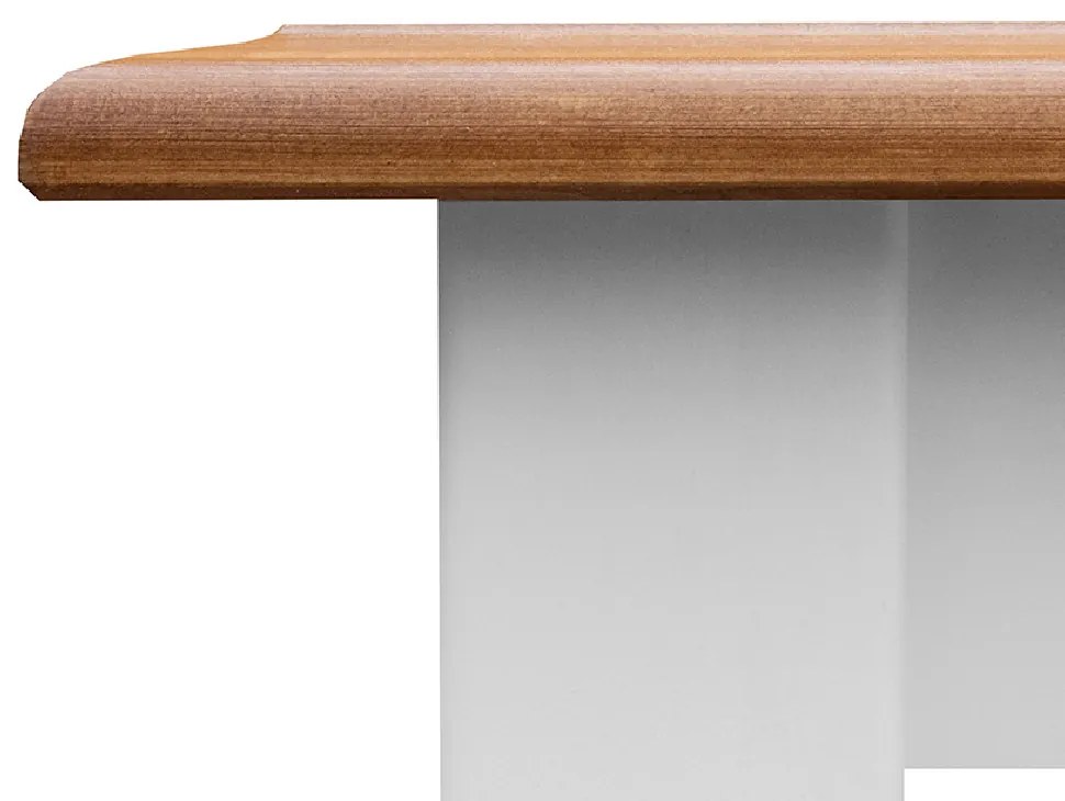 Massive home | Belluno Elegante bílý rozkládací jídelní stůl z masivu s dubovou deskou